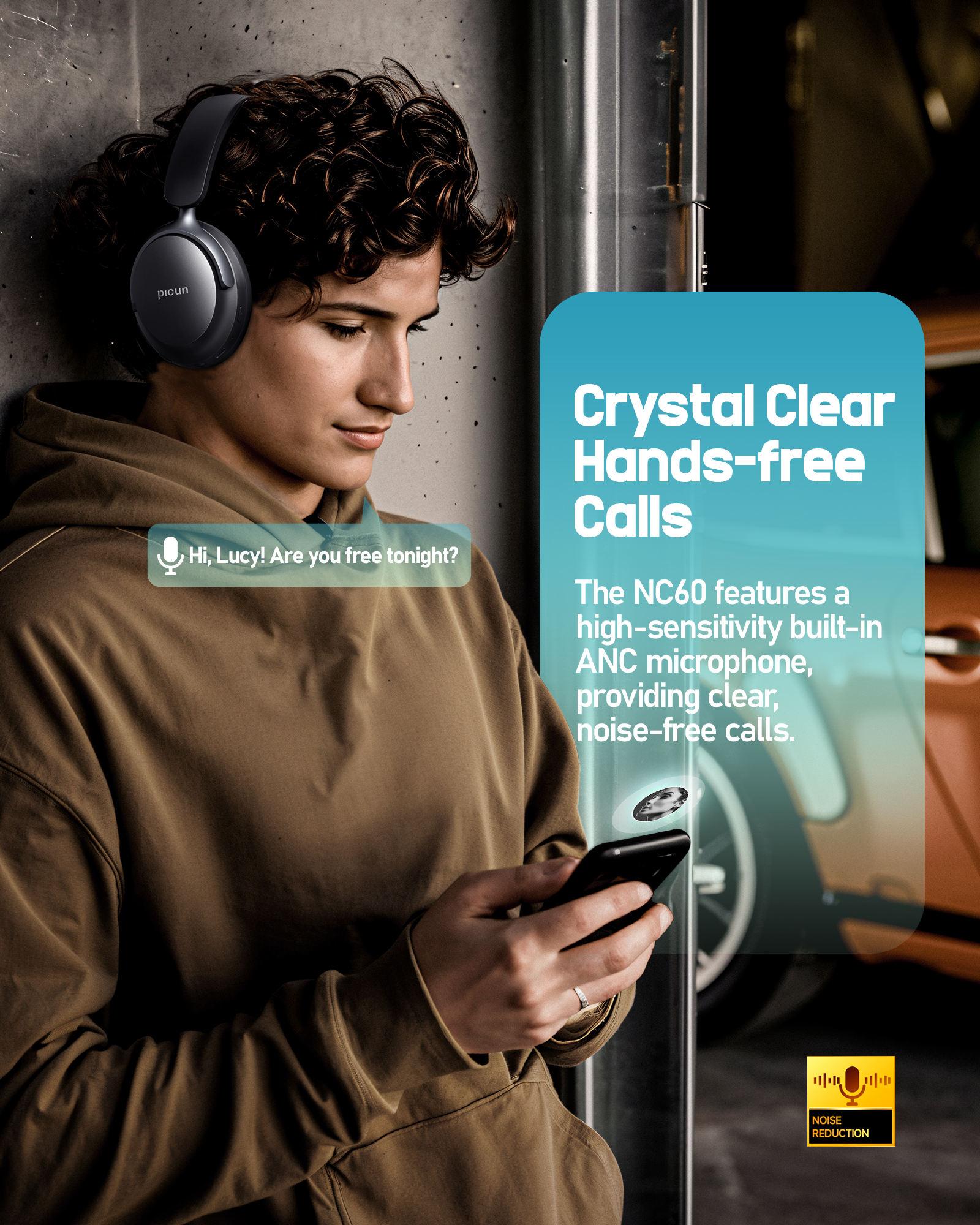 Picun NC60 Hybrid Active Noise Cancelling Headphones, Foldable Wireless ...